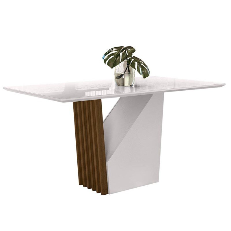 Mesa de Jantar Veneza 160x90 Imbuia/Off White - PR Móveis | MadeiraMadeira