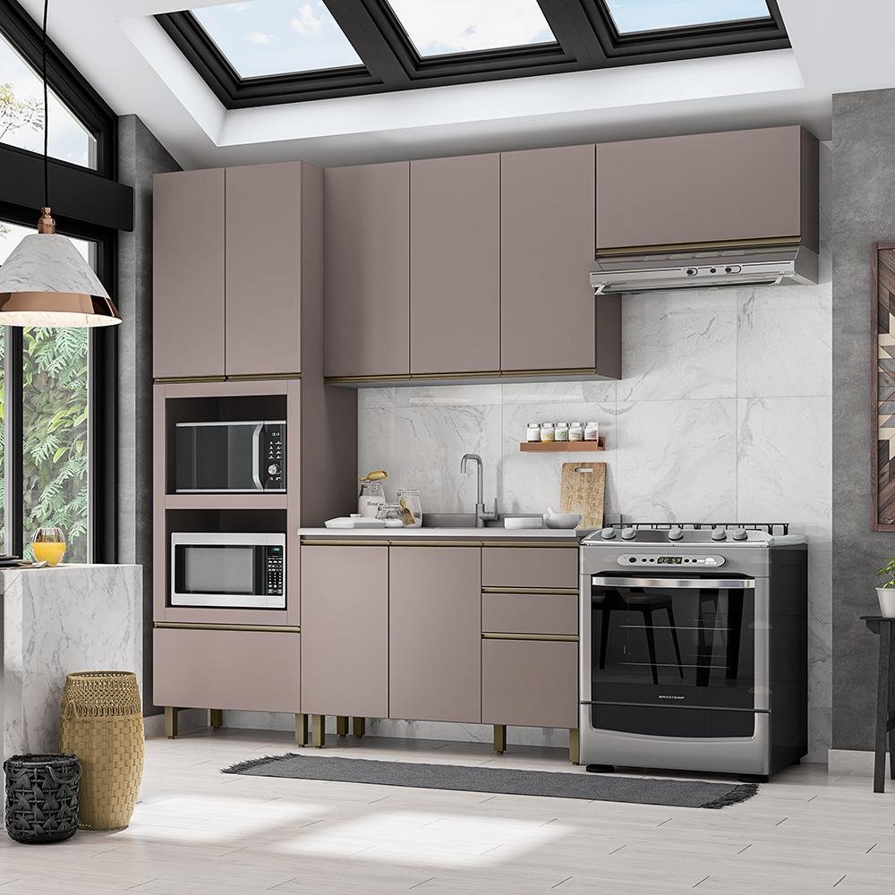 Cozinha Modulada Ketlin 8 Portas 4 Gavetas Henn - Capuccino ...