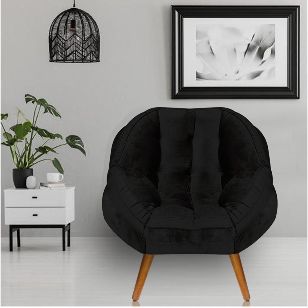 Poltrona Decorativa Verona Preto - Faisão Decor | MadeiraMadeira