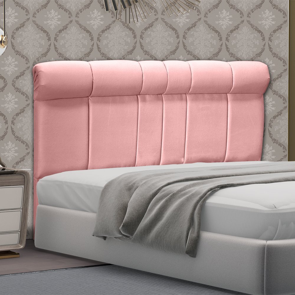 Cabeceira Solteiro Madri 90cm Suede Rosê | MadeiraMadeira