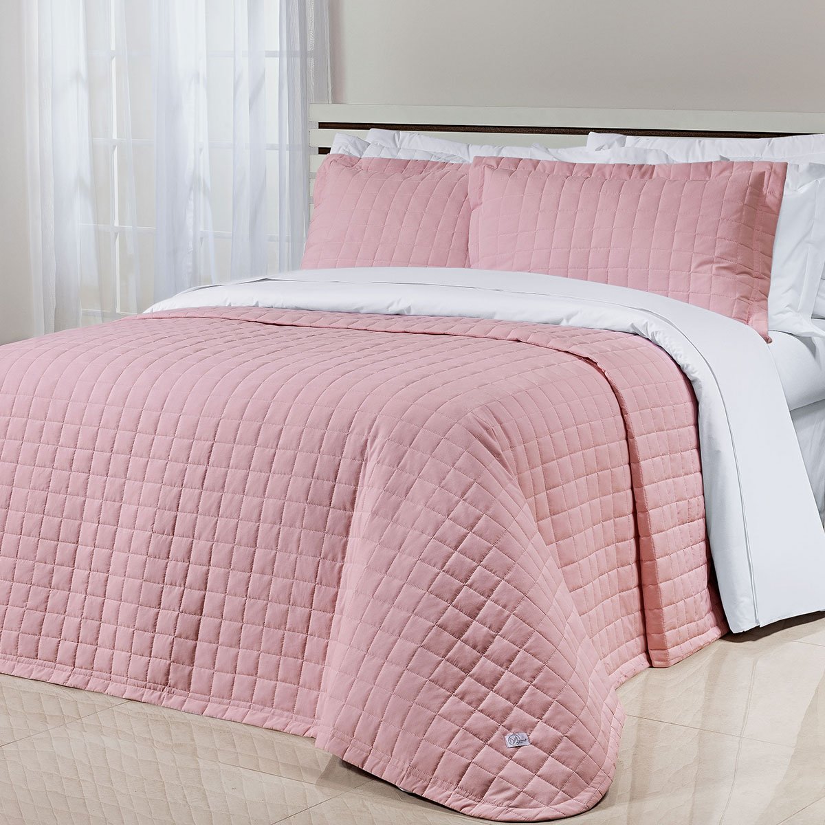 Colcha Rosa King Size 200 Fios 100% Algodão 3 Peças | MadeiraMadeira