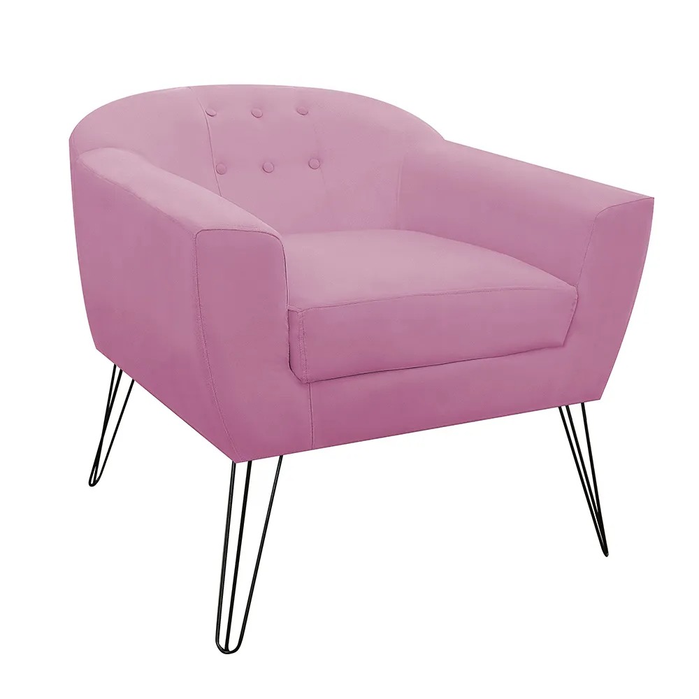 Poltrona Decorativa Sala Quarto Recepção Jolly Suede Rosa | MadeiraMadeira