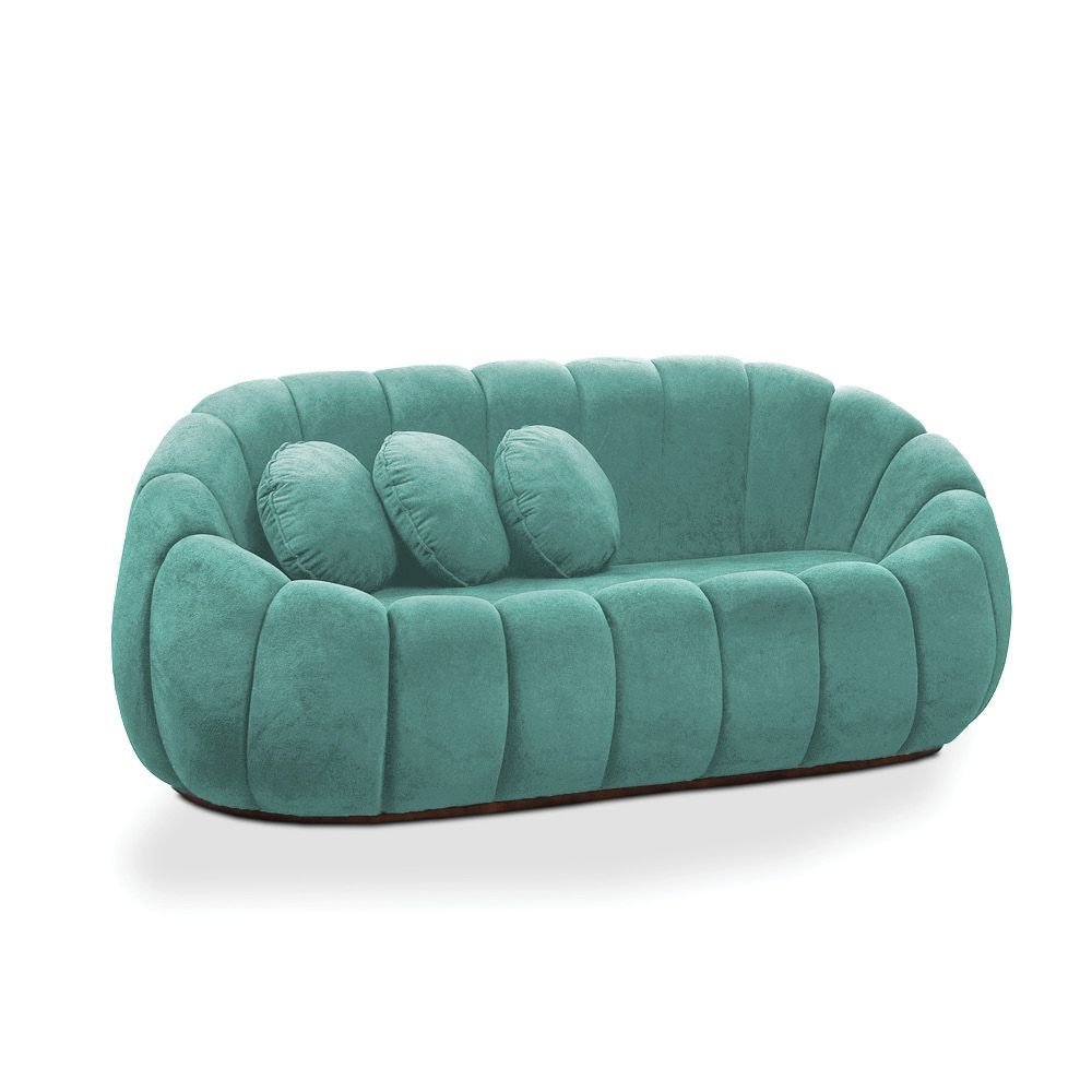 Sofá 2 Lugares Orgânico para Sala Cloud Bouclê Azul Turquesa E03 - D ...