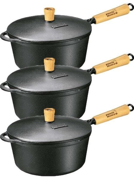 Caçarolas Com Cabo Madeira 1,7; 2,2 E 4 Litros | MadeiraMadeira