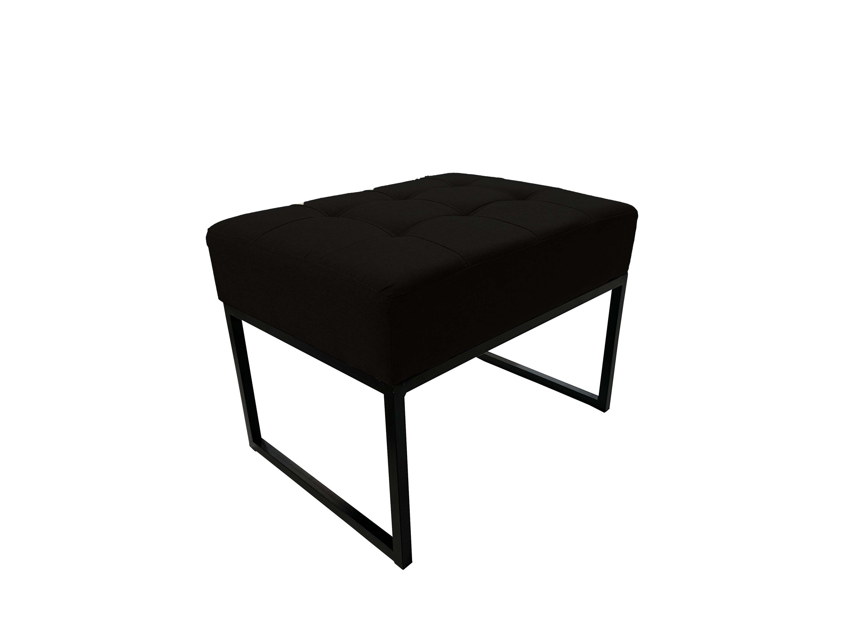 Puff Base Aluminio Tommy Sued Preto - Kimi Design | MadeiraMadeira