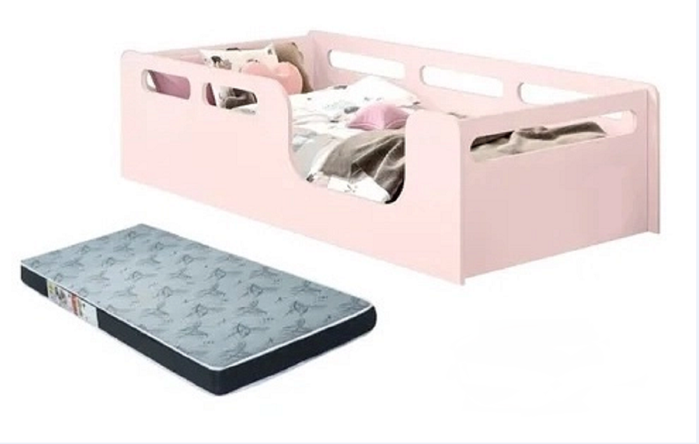 Cama Menina Infantil Montesssori Juvenil Rosa Colchão | MadeiraMadeira