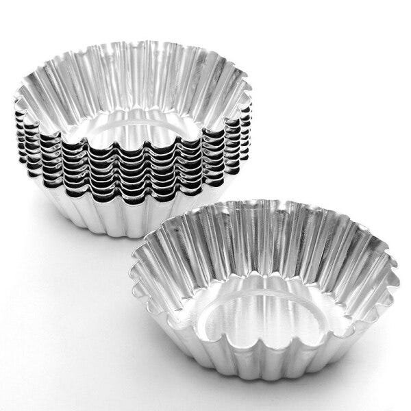 Mini Formas de Bolo CupCake em Metal Inox kit 8 unid | MadeiraMadeira
