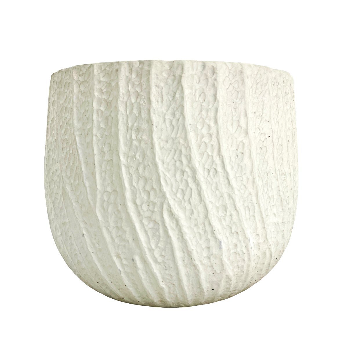 Cachepot Decorativo Em Cimento Martelado Branco Fosco Médio | MadeiraMadeira