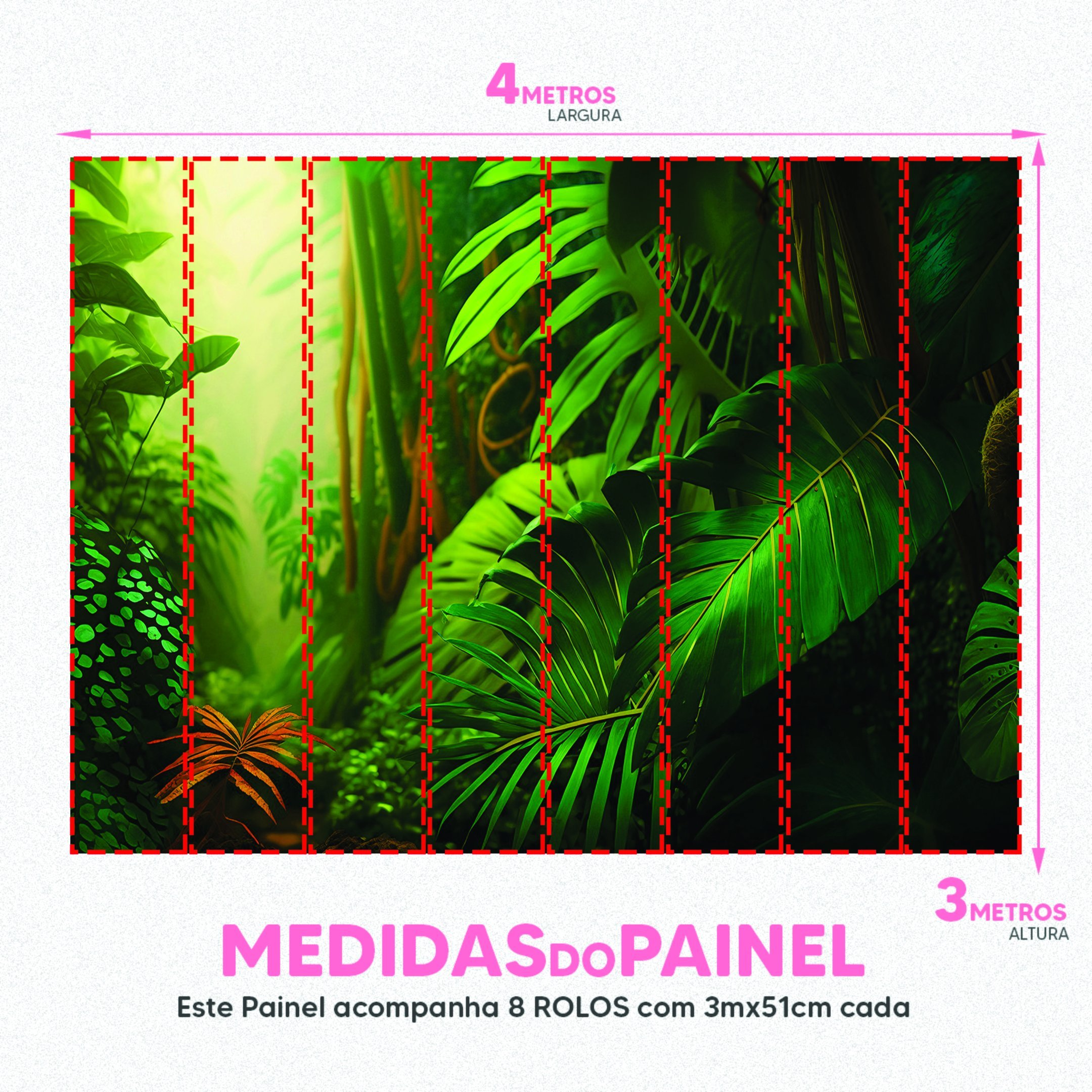 Papel de Parede 3D Painel 4M Folha Floresta Tropical Vivo Jadim ...