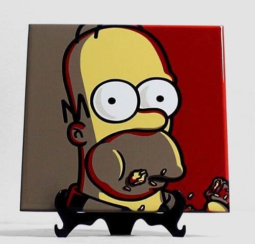 Quadro De Azulejo Homer Simpson 20x20 (geek Nerd) M1 | MadeiraMadeira