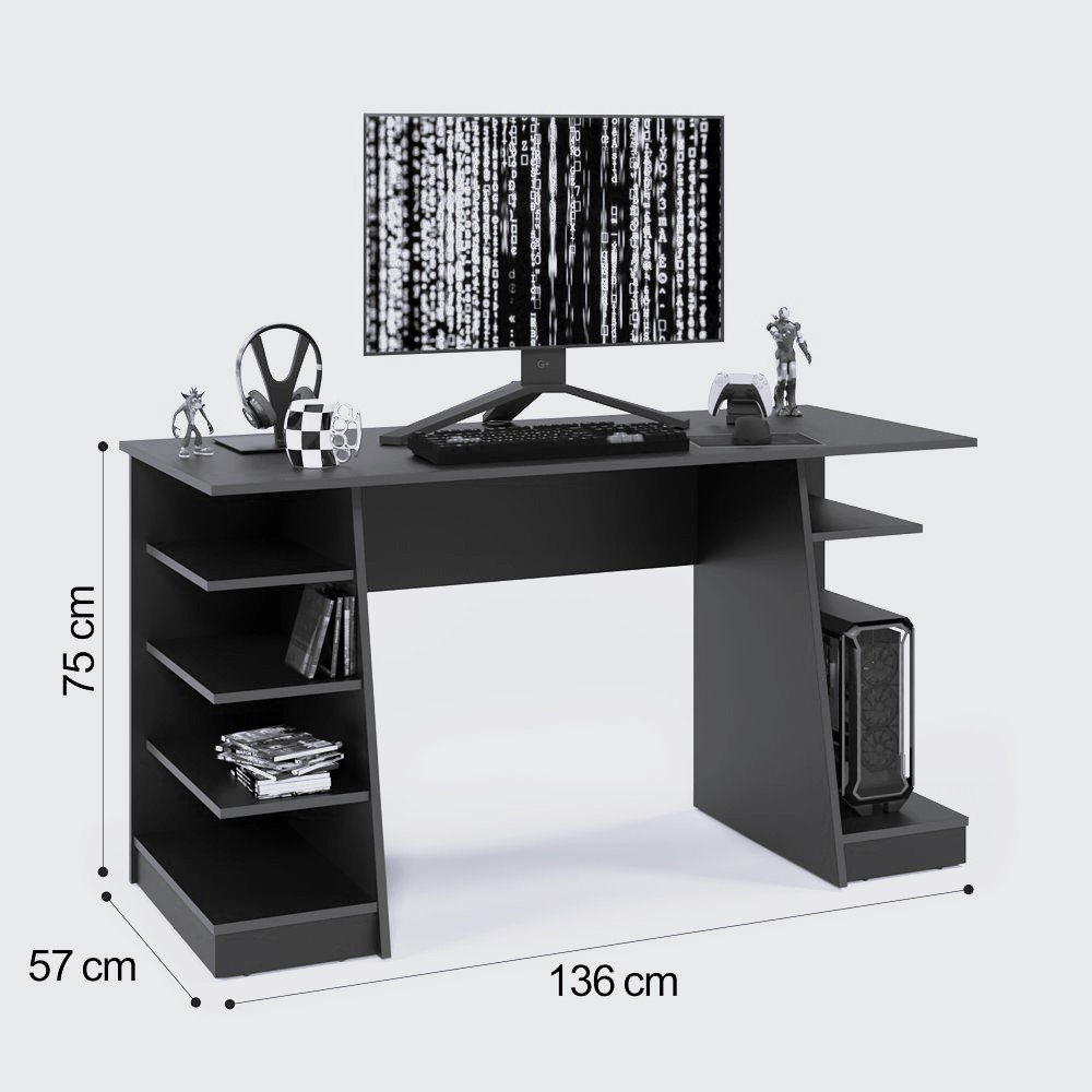 Mesa Gamer Star Preto/Azul Humagui Móveis | MadeiraMadeira