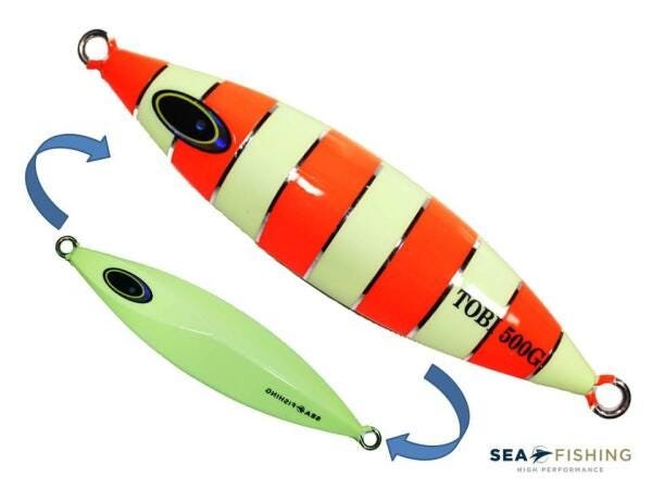 Isca artificial metal Jig Sea Fishing modelo Tobi 500g cor Laranja ...