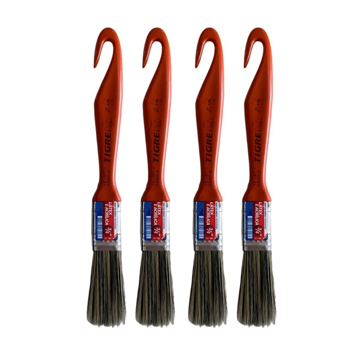 Kit 4 Trincha Pincel P/ Pintura Látex Acrílica 3/4'' Tigre | MadeiraMadeira