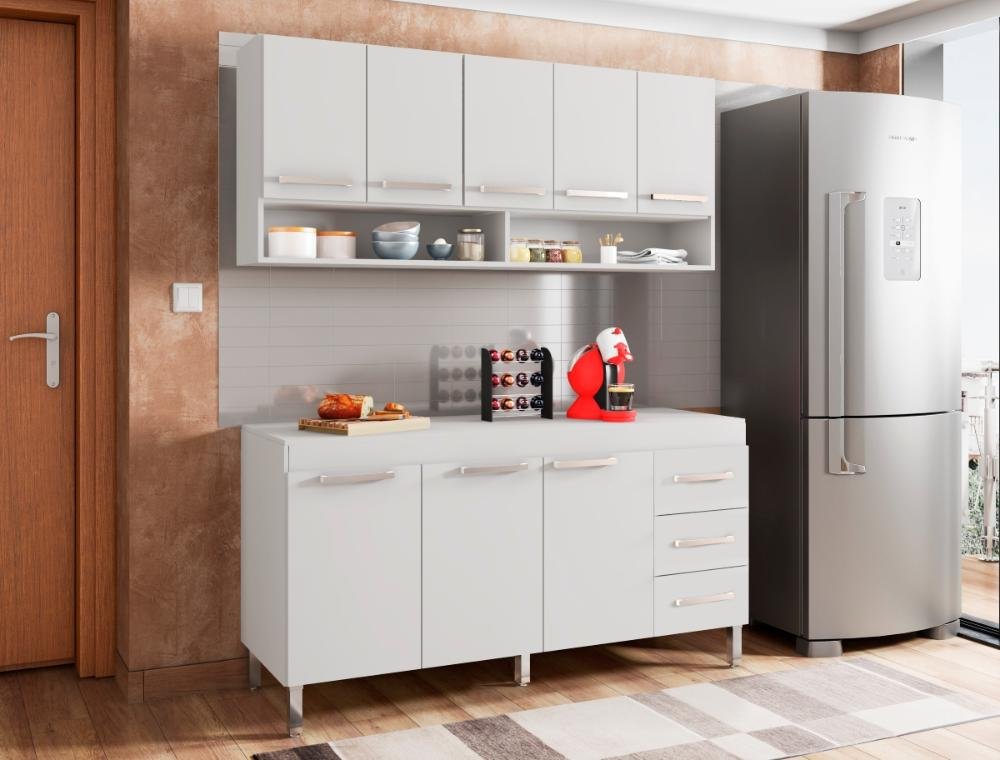 Cozinha Completa Grecia Branco Casa Moderna | MadeiraMadeira
