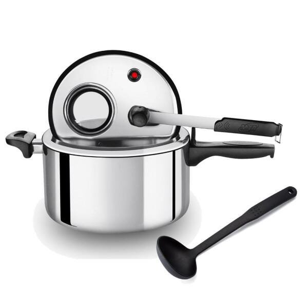 Panela Pressão 6L Polida Mta com Concha Nylon Preta Weck | MadeiraMadeira