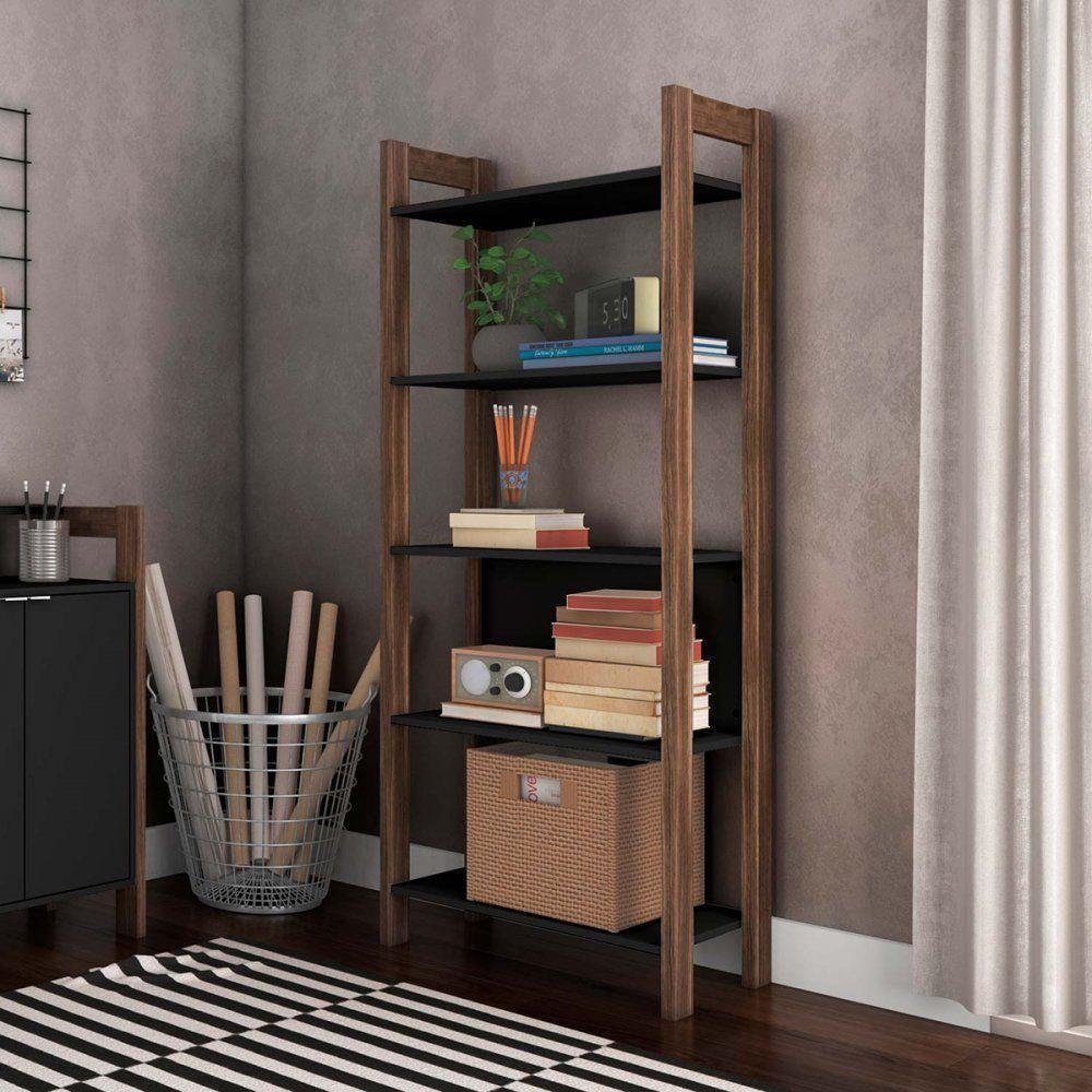 Estante Multiuso A-z 1005 5 Prateleiras Preto c/ Nogal | MadeiraMadeira