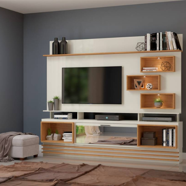 Rack com Painel Home Theater para TV 55 Polegadas 220x187 cm Dalla ...