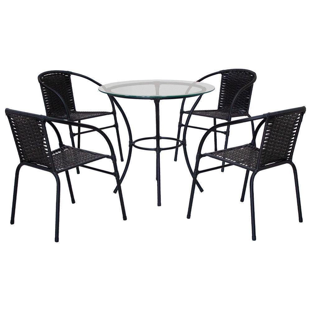 Jogo de Mesa 4 Cadeiras Happy Hour para Área Externa em Aço e Fibra ...