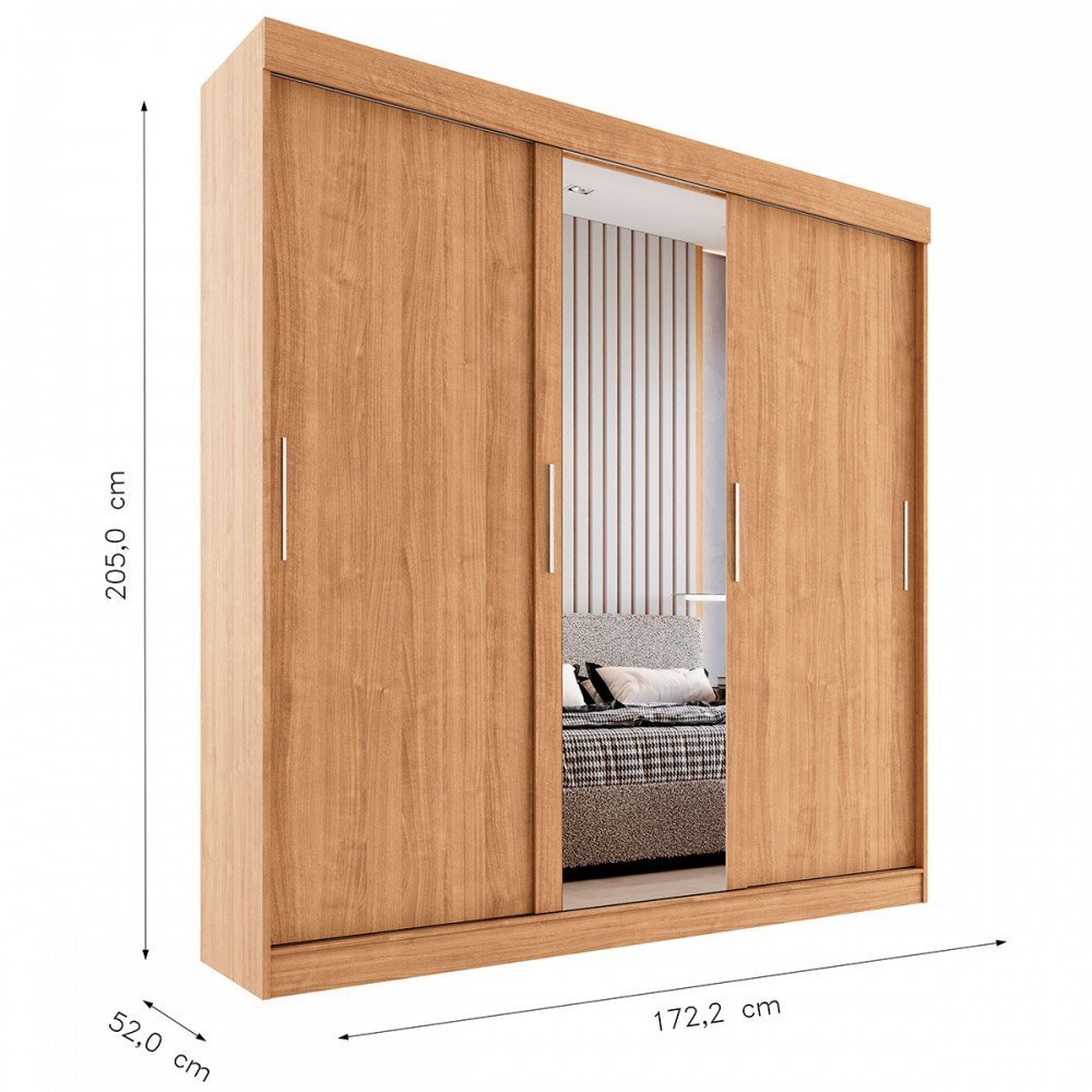 Guarda-Roupa Casal Dublin 3 Portas 2 Gavetas com Espelho Naturale Tx ...