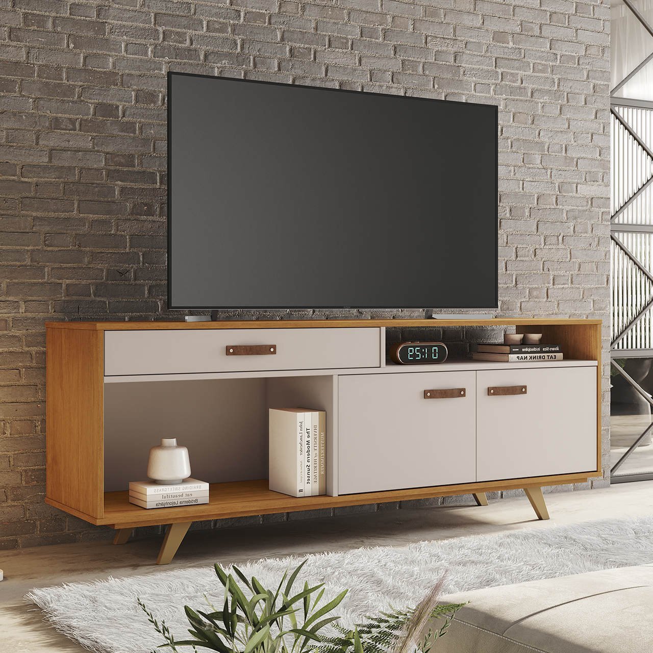 Rack para TV de Até 65 Polegadas Ímpar JCM Movelaria RACK ÍMPAR CINAMOMO FOSCO/OFF JCM ...