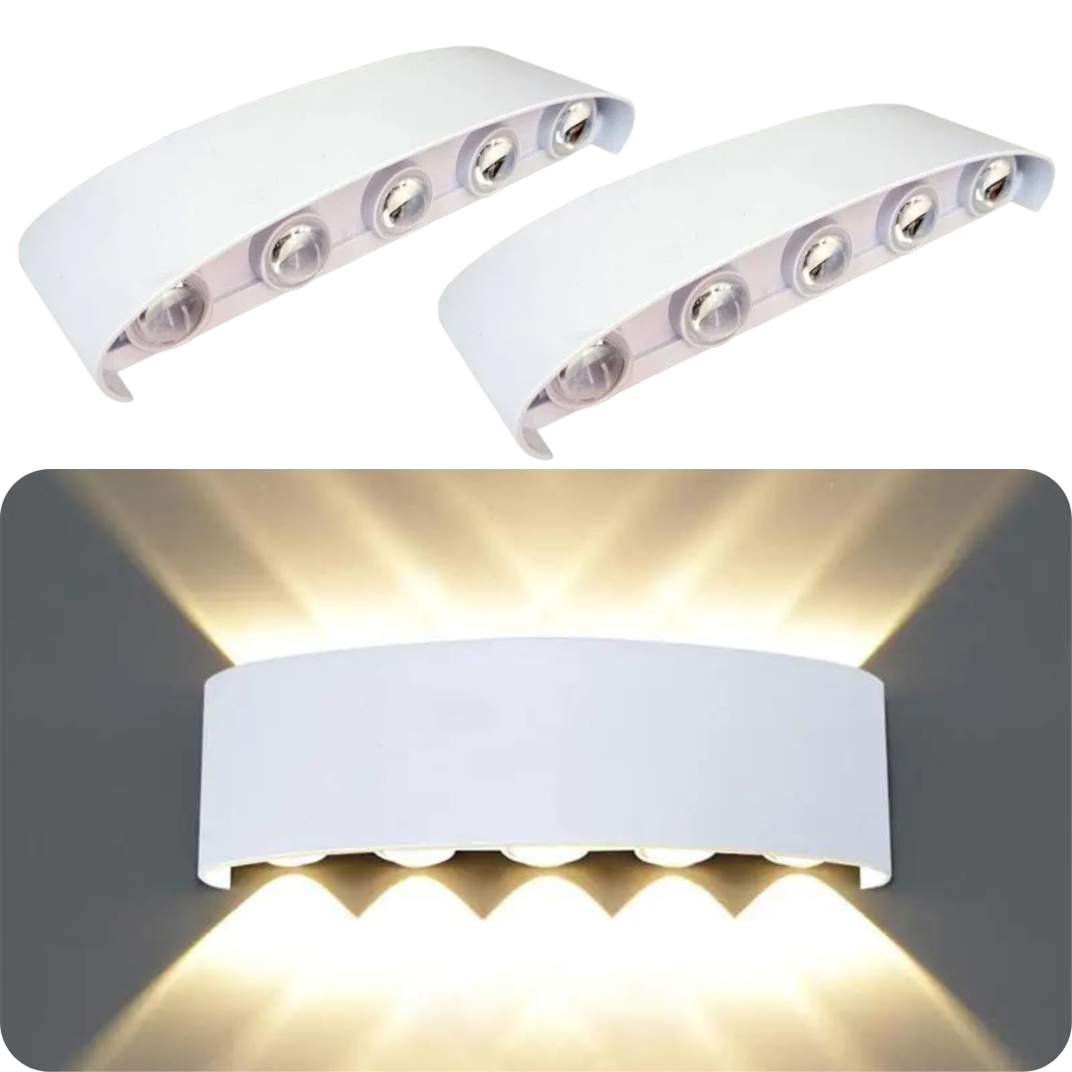 2 Luminárias Arandelas Meia Lua Para Paredes LED 10W Bivolt IP65 Cor Da ...