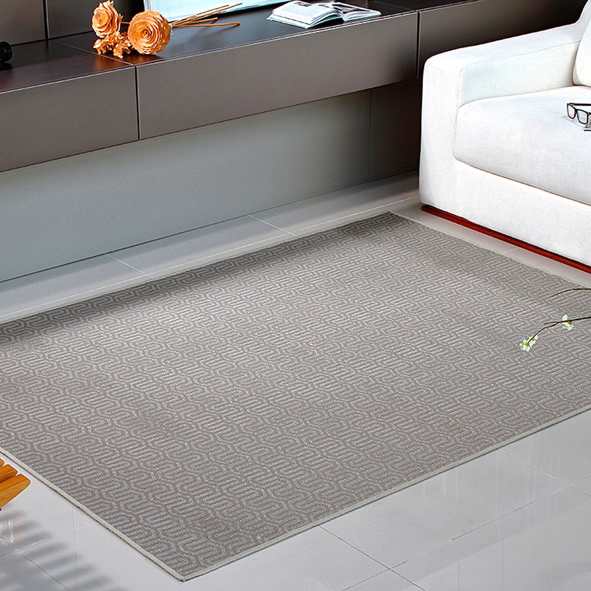 Tapete Home Cinza para Sala Lisa 2M x 1,50M Antiderrapante | MadeiraMadeira