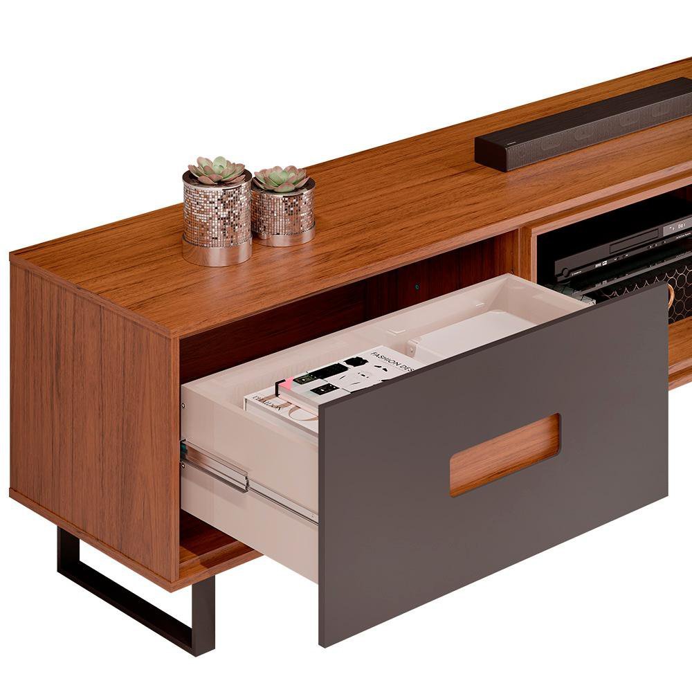 Rack Com Painel Ripado 75 Polegadas Cinza Urbano Freijó Valencia E ...