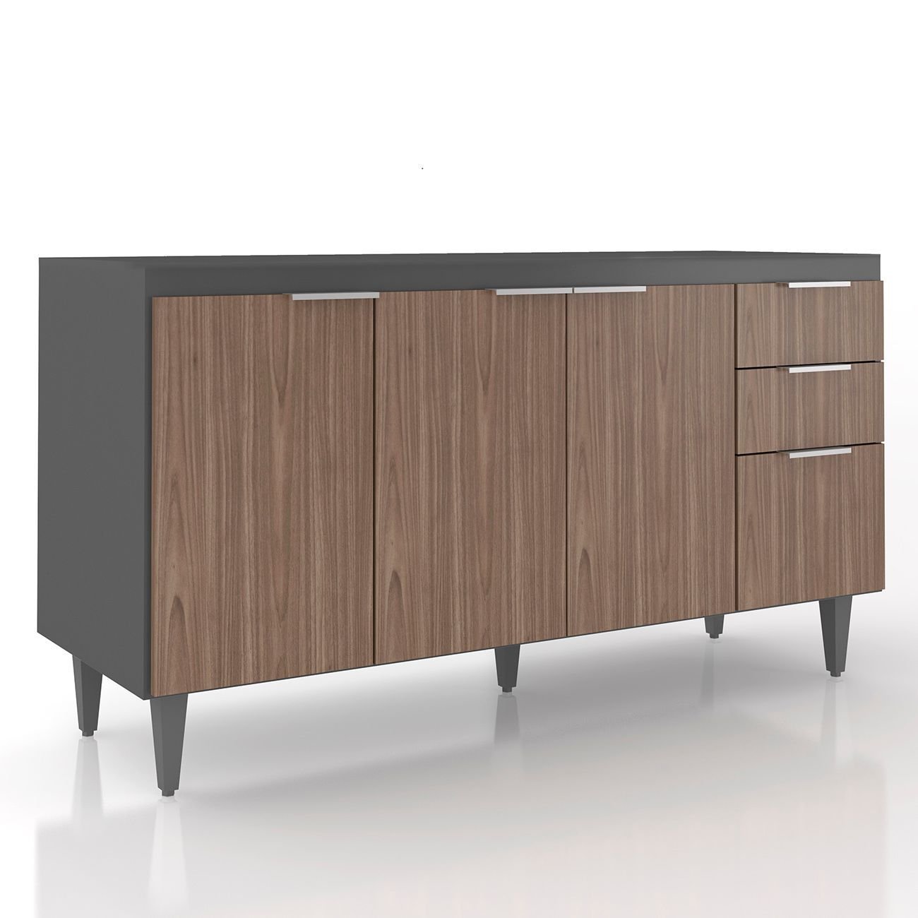 Balcão para Pia 150cm sem Tampo Pérola Z34 Grafite/freijó - Mpozenato ...