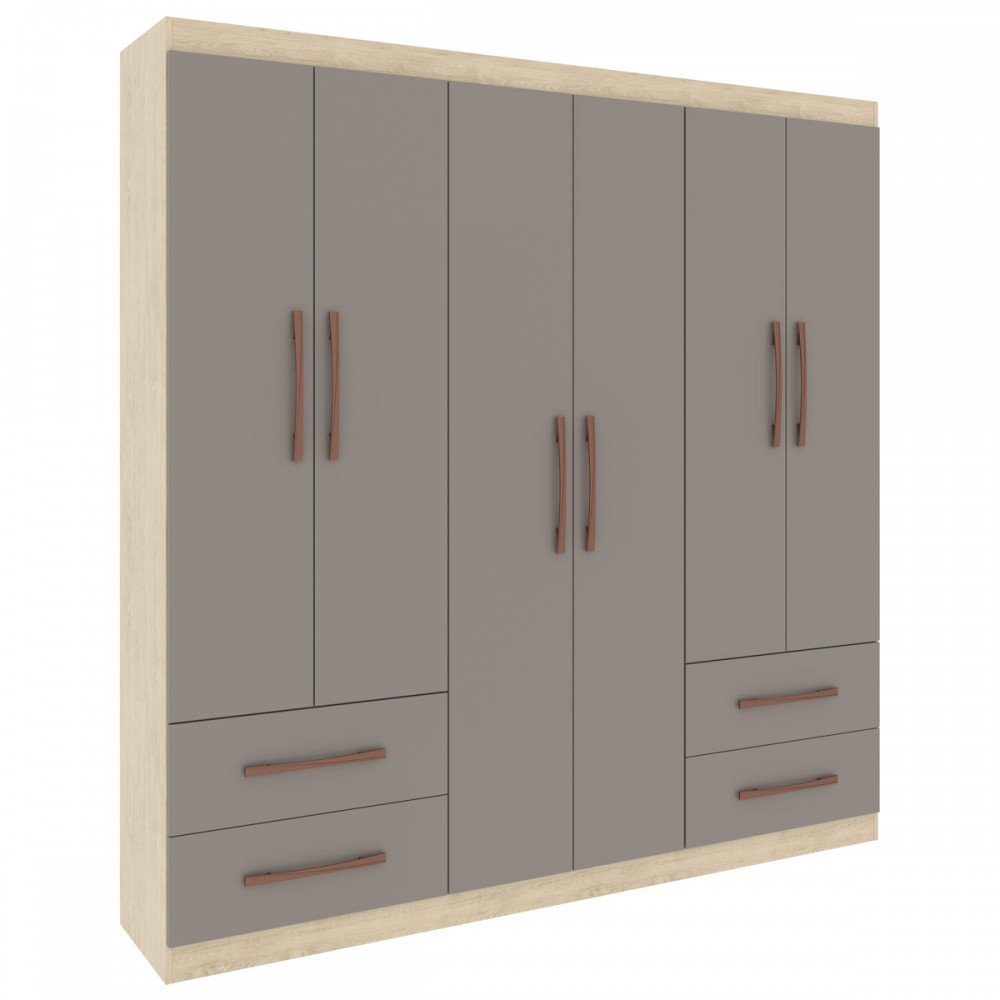 Guarda-Roupa Casal Dublin 6 Portas 4 Gavetas Crema Fumê - Doripel ...