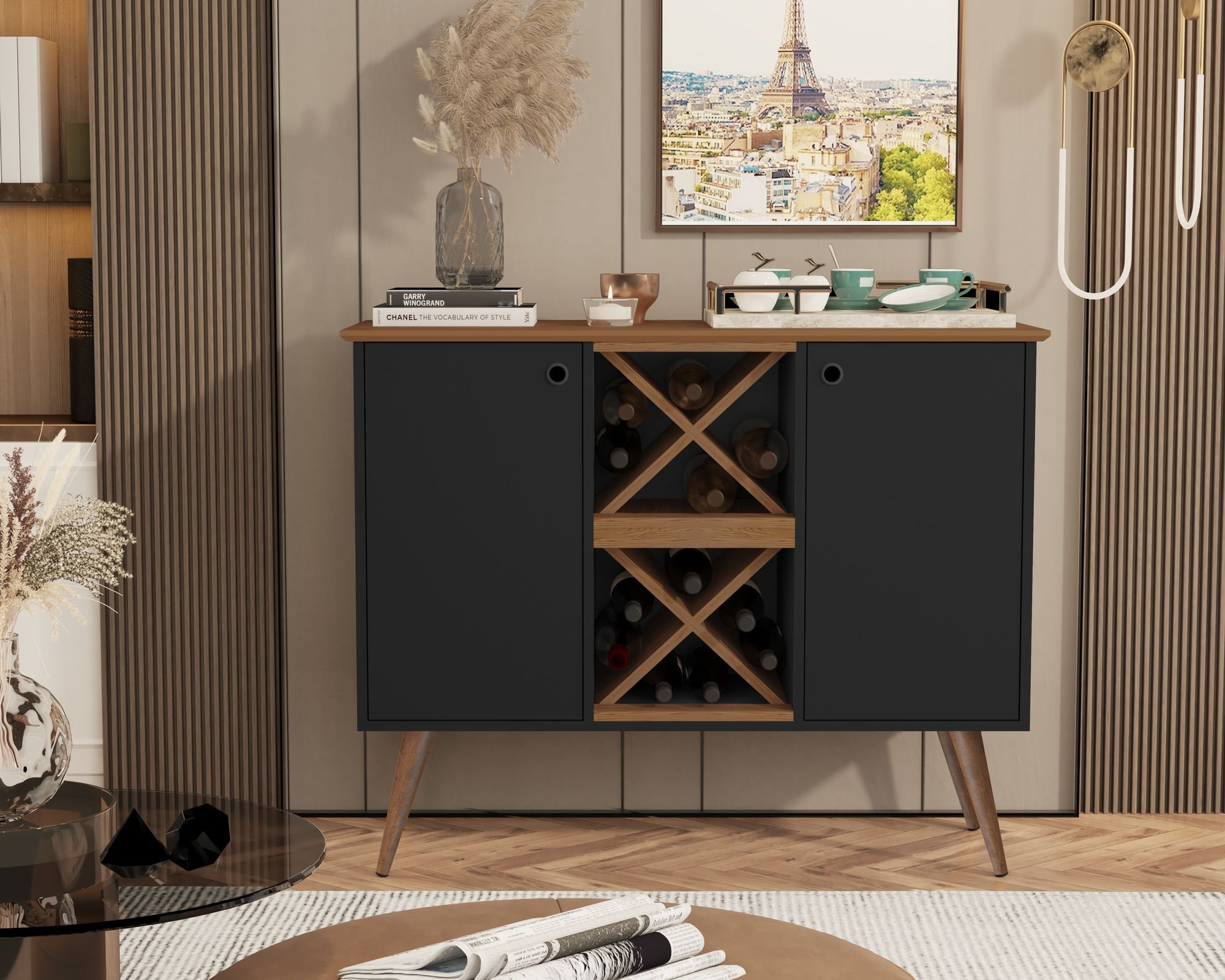 Cantinho Do Café Buffet Elegance Preto/Freijó | MadeiraMadeira