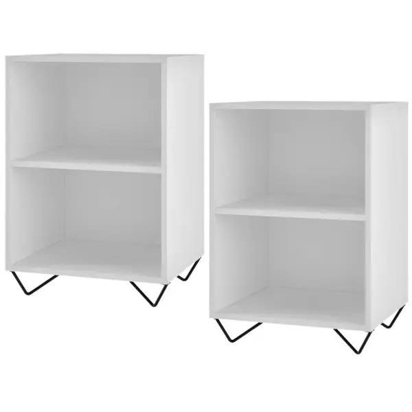 Kit 2 Aparadores Mesa de Apoio Aramado Preto Axel Branco | MadeiraMadeira