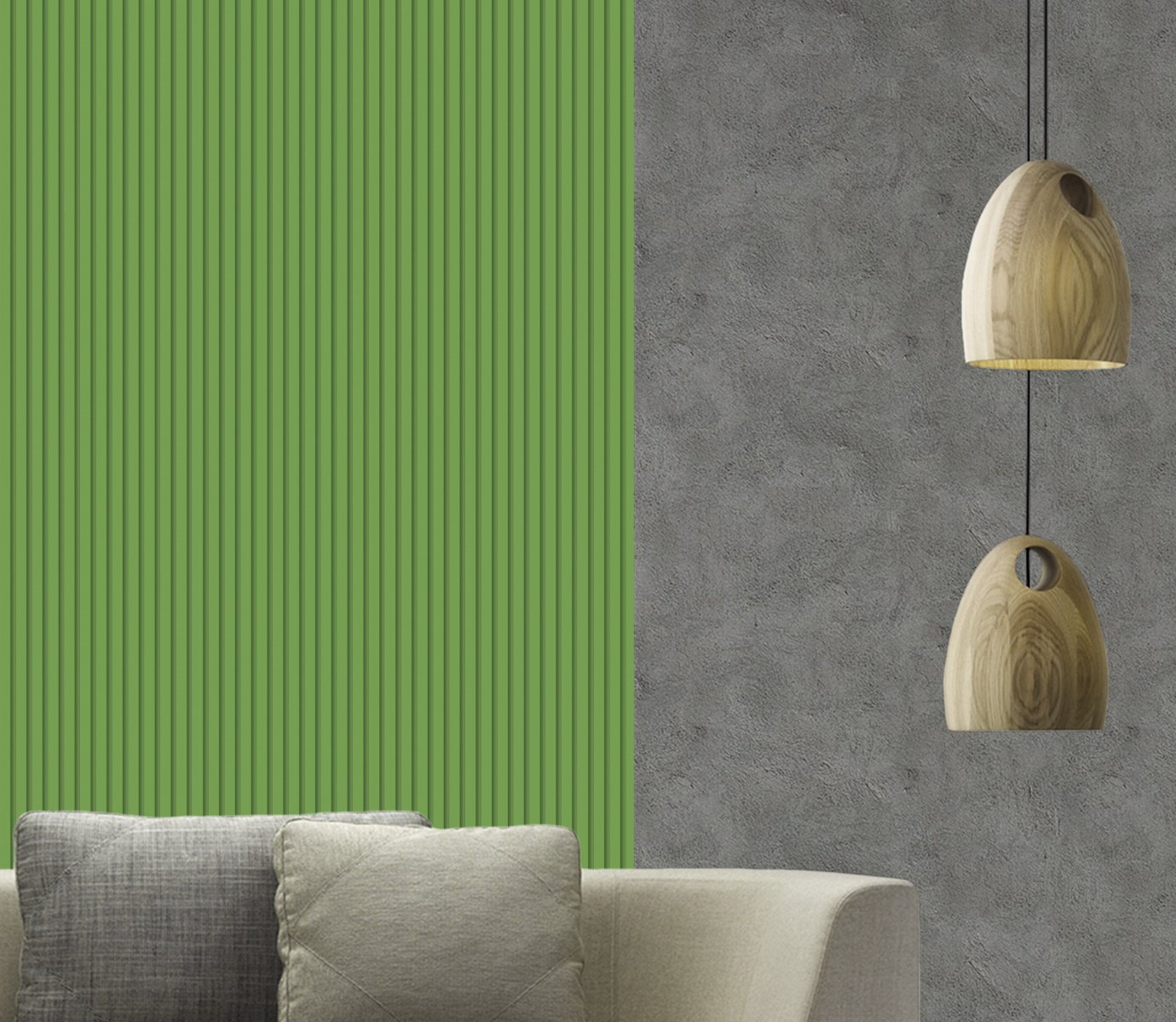 Papel de Parede Ripado Liso Amadeirado Cor Verde Claro 10m | MadeiraMadeira