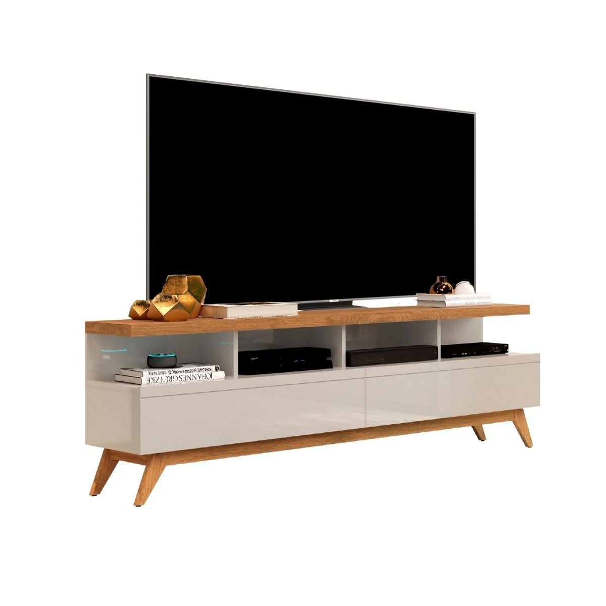 Rack para Sala Televisão até 55 Polegadas - Mod.2014:Off White/Nature ...