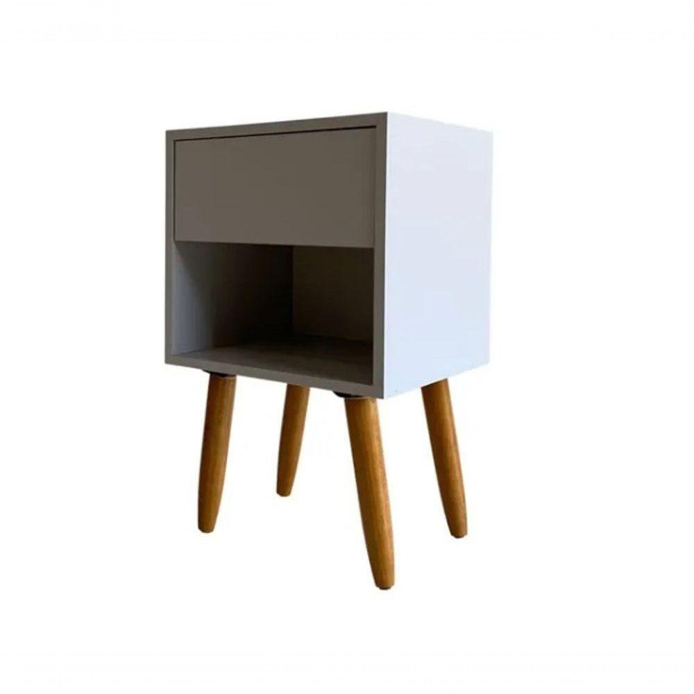 Mesa De Cabeceira Retro Pés Palito Classic -Off White | MadeiraMadeira
