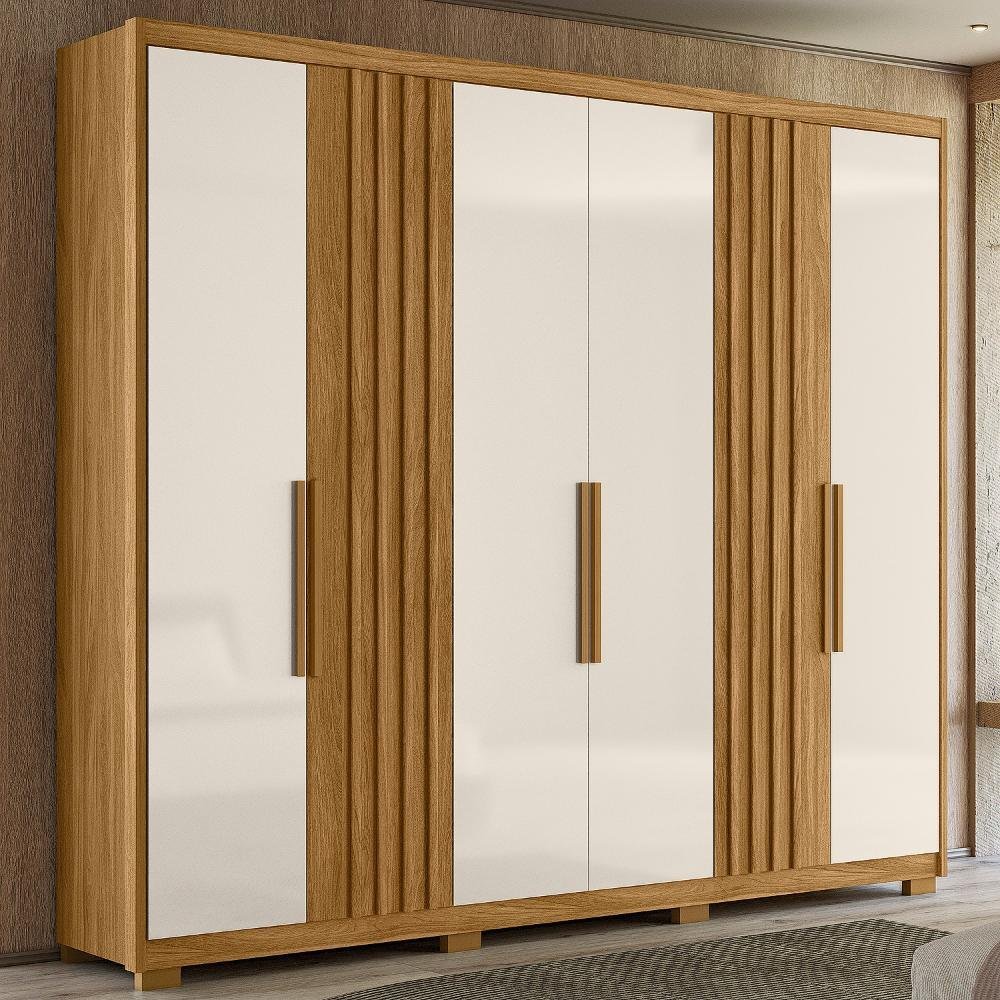 Guarda Roupa Casal 6 Portas 4 Gavetas Freijó / Off White Araguaia ...