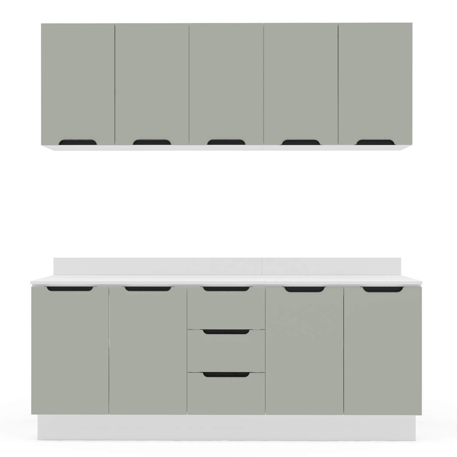 Armário de Cozinha Modulada Completa 4 Peças 200cm com Tampo 250071 ...