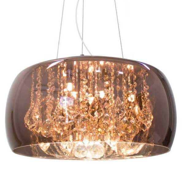 Lustre Pendente Sidney Cristais Legítimos K9 Cuba Rosê 50cm St809 ...