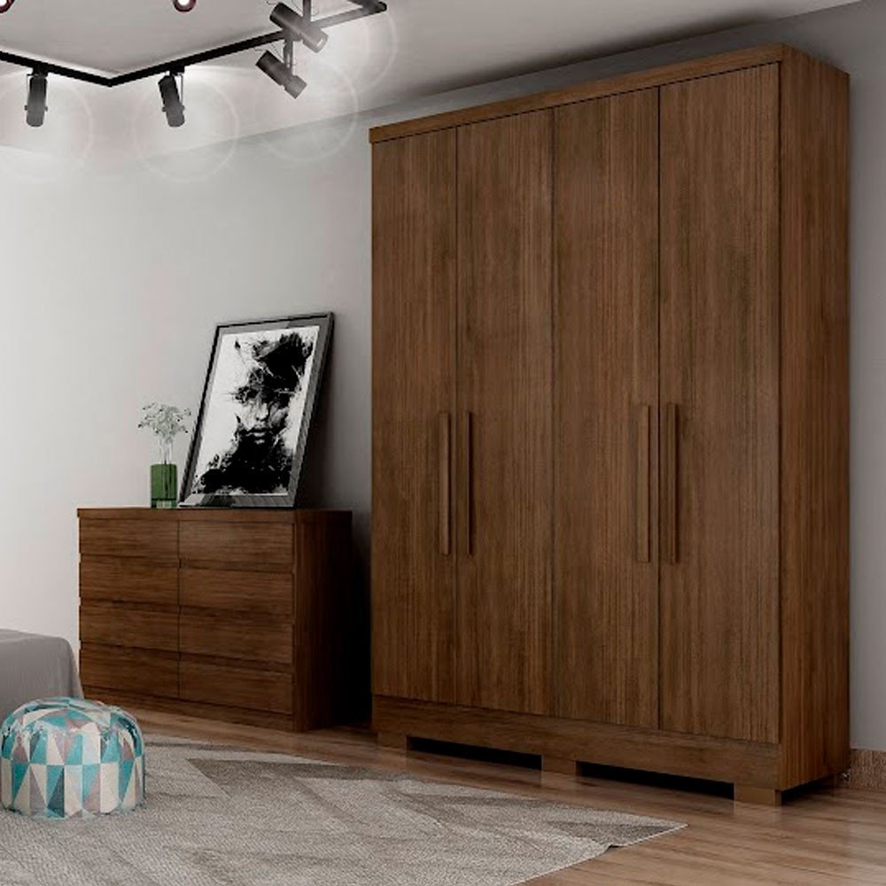 Guarda Roupa Quartzo 4 Portas 2 Gavetas com 6 Pés | MadeiraMadeira