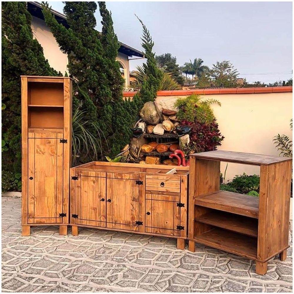 Kit Balcão De Pia Balcão E Paneleiro Plus De Madeira Maciça Móveis Rio ...