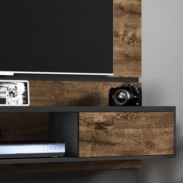 Painel para TV 65 Polegadas Ambar - Madeira/Preto - Bechara ...