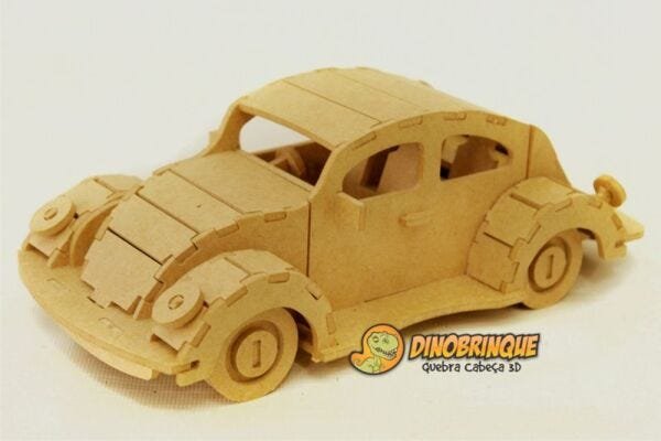 Quebra Cabeça 3D Carro Fusca 97 Peças em MDF - Dinobrinque | MadeiraMadeira