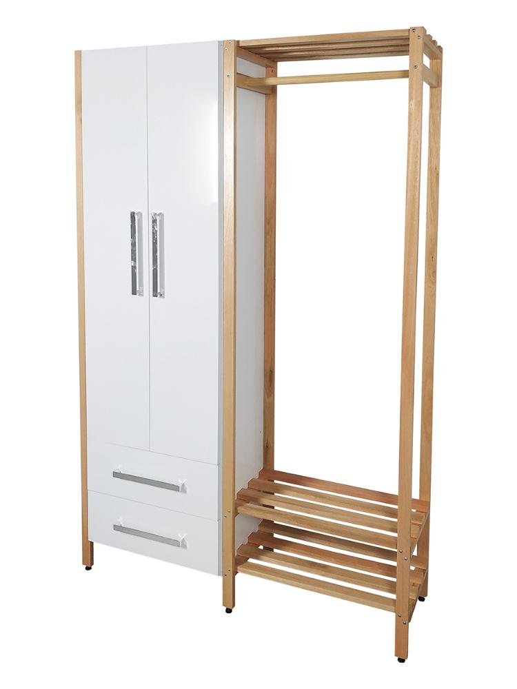 Guarda – Roupa Arara em Madeira Marrom com Prateleiras Cabideiro ...