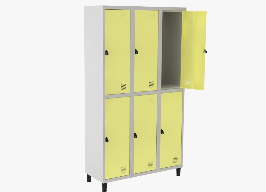Roupeiro De Aço Guarda-volume Locker 6 Portas Montável Amarelo ...