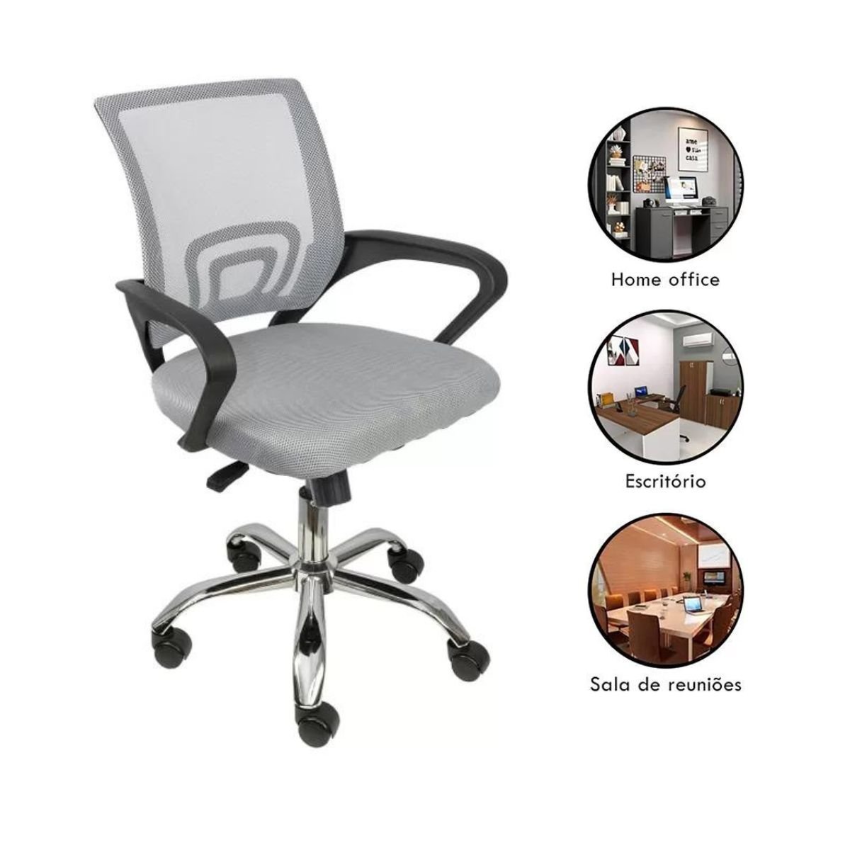 Kit 4 Cadeiras de Escritório Begonia Mesh Ergonômica Cinza | MadeiraMadeira Kit 4 Cadeiras de Escritório Begonia Mesh Ergonômica Cinza | MadeiraMadeira