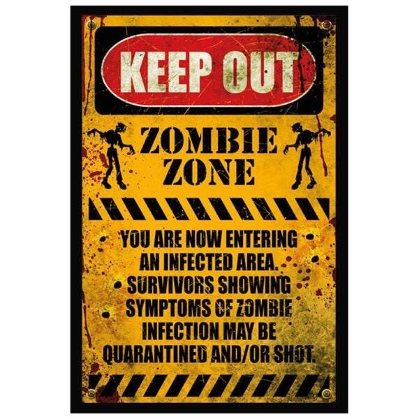 Poster com Moldura Quadro Decorativo Keep Out Zona Zumbi 60x90cm ...