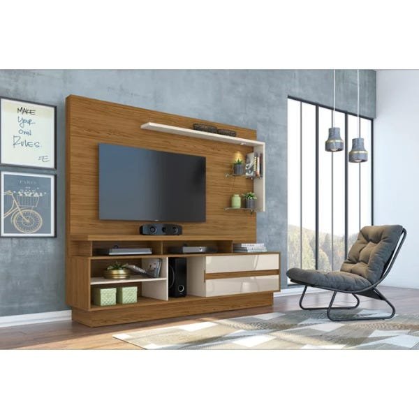 Estante Home para Tv 60 Polegadas Vicente Naturale Off White Madetec ...