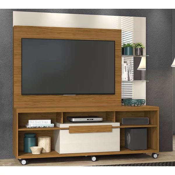 Estante Home Para TV 50 Polegadas Marcos Naturale Off White Madetec ...