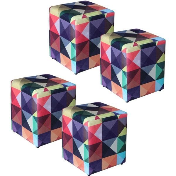 Kit 4 Puffs Dado Decorativo Estampa Triângulo - D'Rost | MadeiraMadeira