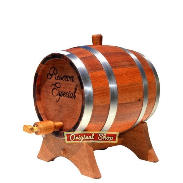 Barril Decorativo de Madeira Jatobá Prime/Luxo 6L | MadeiraMadeira