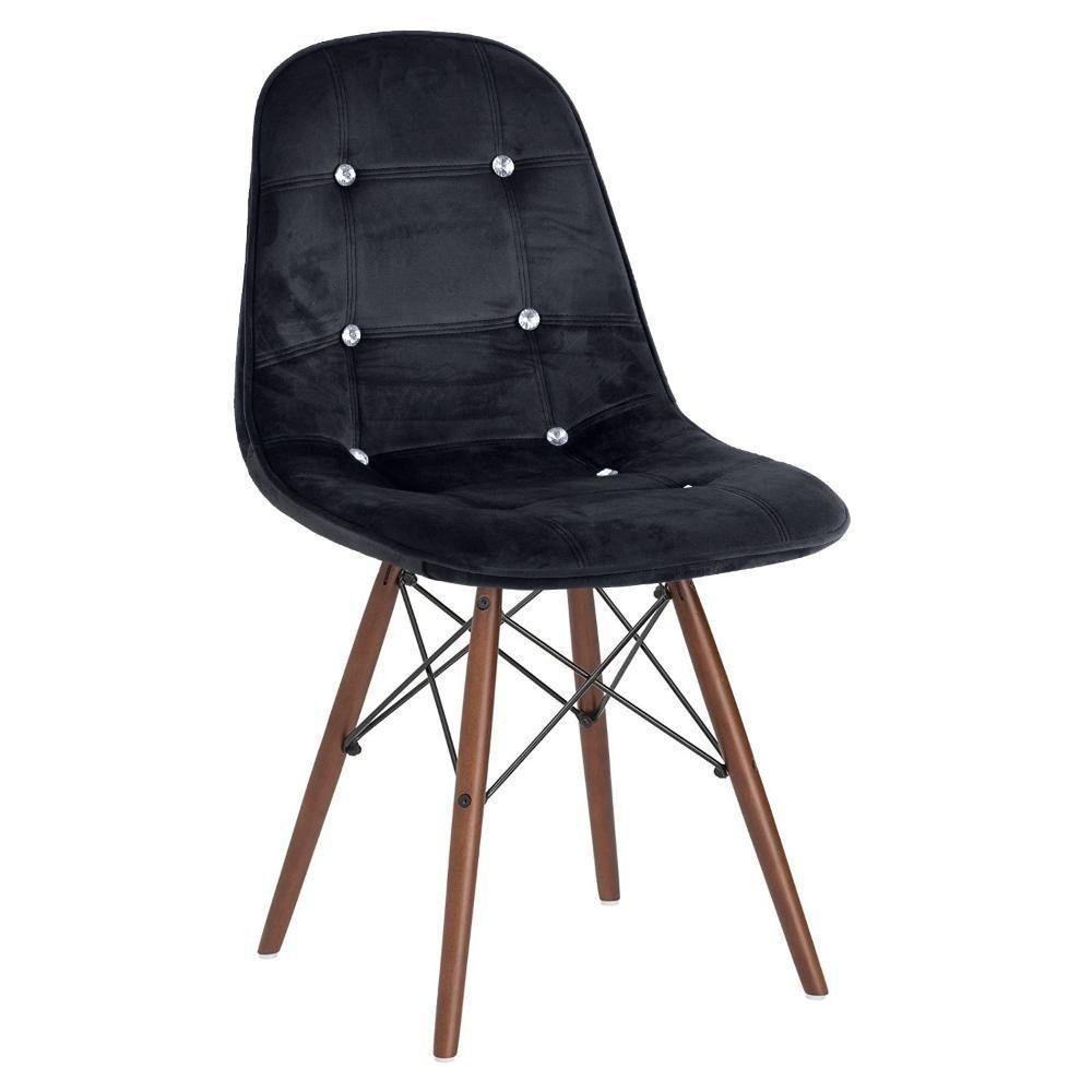 Cadeira Charles Eames Eiffel Preto E Pés De Madeira Escura | MadeiraMadeira